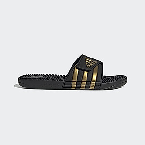 adidas Unisex Adissage Slides Sandal, Black/Gold Metallic/Black, 7 US Men
