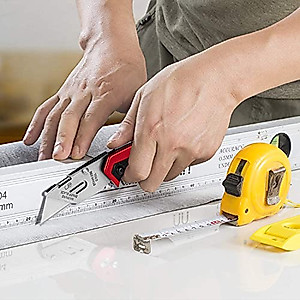 edcfans Folding Utility Knife Box Cutter with 5 Razor Blades, Screwdriver, Saw, Fruit Knife, Lock Design, Pocket Clip and Holder for Belt, EDC Heavy Duty Work Knifes, Gift for Men Dad Him