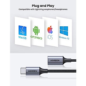 UGREEN USB C to Lightning Audio Adapter Type C Male Lightning Female Headphone Cable Converter Compatible with iPad Pro Air 5 MacBook USB C Phone to Lightning Earphone for Call, Not Support Charging