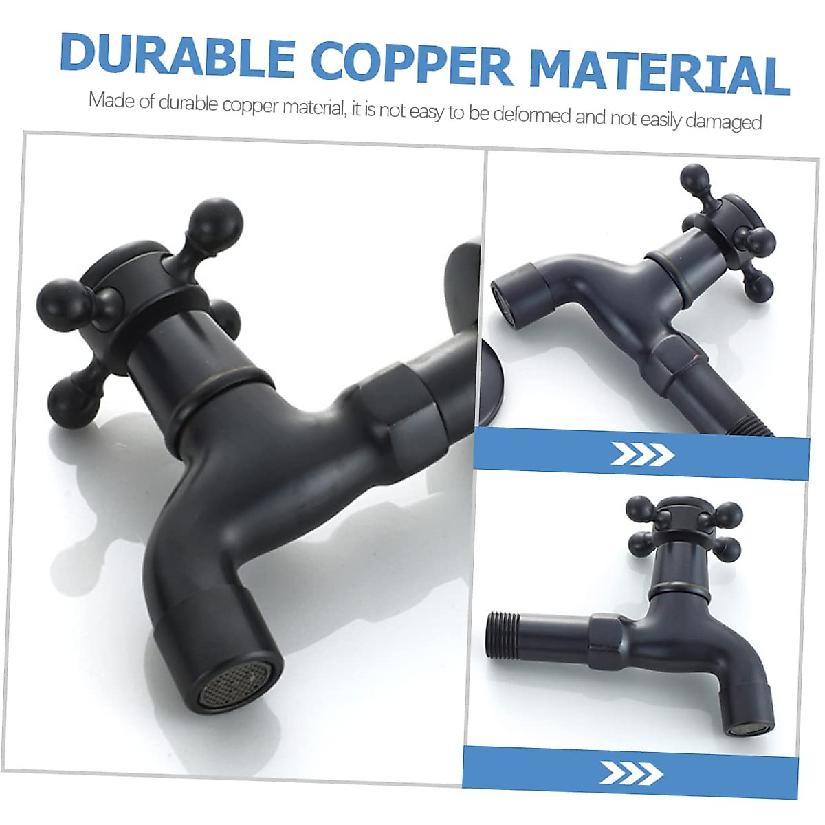 jojofuny 4pcs Bath Tub Accessories Water Faucet Outdoor Black Handle Tap Antique Bathroom Faucet Single Cold Water Tap Sink Faucet Black Kitchen Faucet Laundry Tub Copper Laundry Faucet