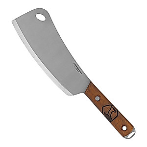 Condor Tool & Knife Cleaver Knife | Full Tang Butcher Knife with a Blasted Satin Finish | 1075 High Carbon Steel Meat Cleaver with a Walnut Rivet Handle | 7.17 in Blade | 8.47oz (2.2mm Thick)