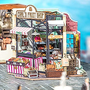 ROBOTIME DIY Miniature Dollhouse Kit with Furniture Miniature Room Kit for Adults 1:24 Scale Dollhouse - Carl's Fruit Shop