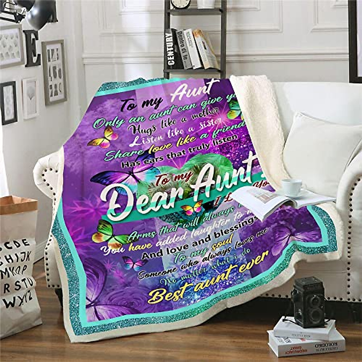 Aunt Gifts Blanket,Best Aunt Ever Gifts,Gifts for Aunt from Niece-Nephew, Birthday Christmas Valentines Day Gifts for Aunt Plush Soft Throw Blanket