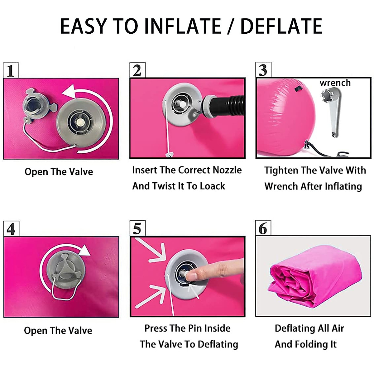 Inflatable Gymnastics Air Track Mat 10ft 13ft 16ft 20ft 4/8 Inch Thickness Tumbling Mat Tumble Track Air Barrel Gymnastics Roller with Electric Air Pump(40x31.5,pink)