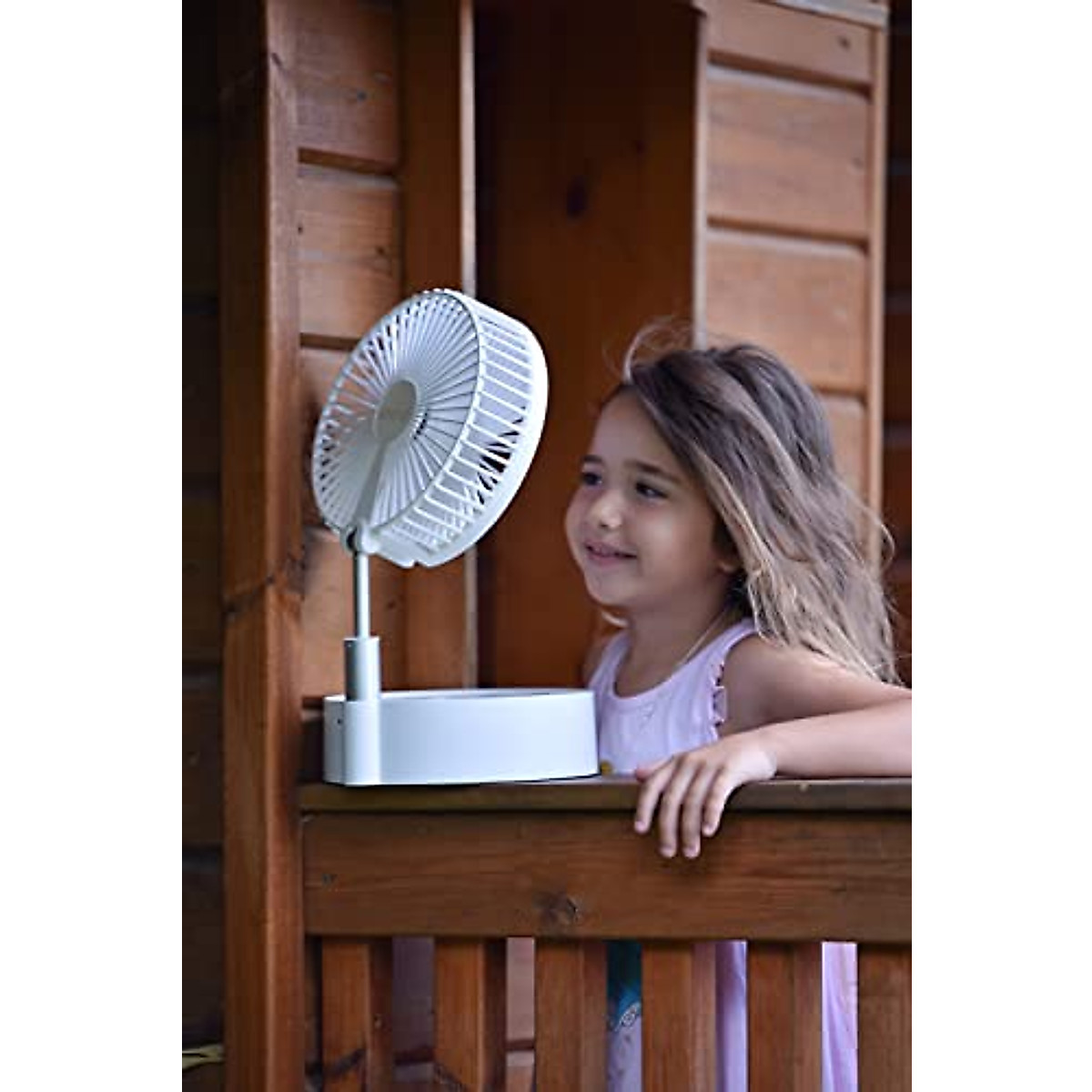 INNO Portable Fan & Essential Oil Diffuser – Foldable Standing or Desk Fan with Night Light, Air Diffuser, Humidifier – 24 Hr. Run Time White