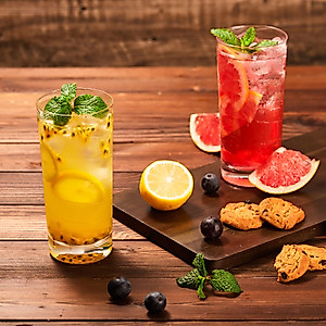 FAIRCRAFT 16oz Ribbed Durable Carved Cup Drinking Glasses, Highball Glasses Set of 6, Handmade Tall Glass Tumbler with Heavy Base, Water Glasses, Glasses Cups for All Beverage, Soda, Juice, Cocktails