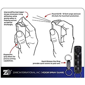 VEXOR Police Strength Pepper Spray, Flip-Top Finger Grip, 20+ Shots, 10-12 Ft. Range w/Key Release (Purple)