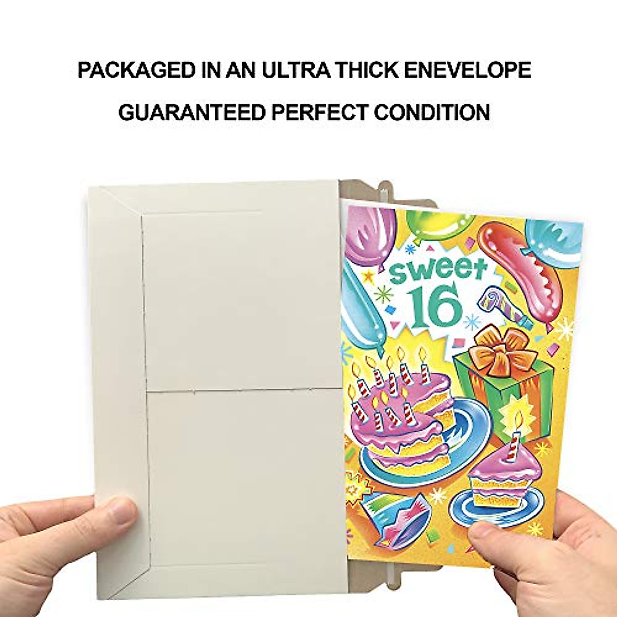 Happy Sweet 16 Birthday Card | Made in America | Eco-Friendly | Thick Card Stock with Premium Envelope 5in x 7.75in | Packaged in Protective Mailer | Prime Greetings