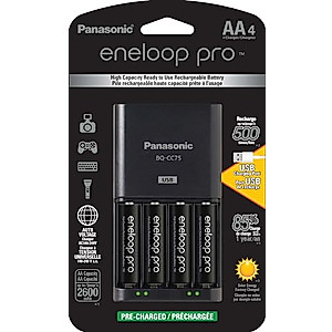 Panasonic K-KJ75KHC4BA Advanced Battery Charger with USB Charging Port and 4AA eneloop pro High Capacity Rechargeable Batteries