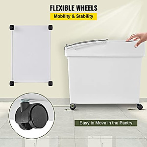 VEVOR 10.5 Gallons Ingredient Bin, Ingredient Storage Bin 2 Pcs/Set, PP Material Flour Bins On Wheels, White Shelf Ingredient Bin with Scoop and Sliding Lid, Commercial Storage Bins