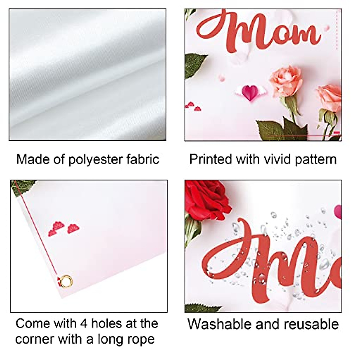 Labakita Happy Birthday Mom Door Banner, Mom/Women Birthday Decorations, Women Birthday Door Banner, Happy Birthday Backdrops for Women