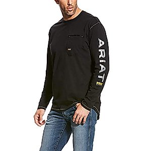 Ariat Men's Big-Tall Rebar Logo Long Sleeve Crew Shirt, -black, XXXLR