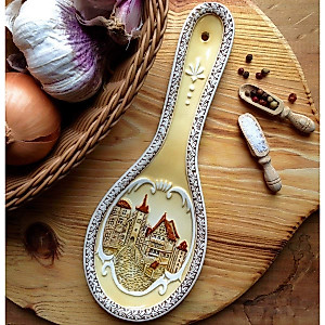 Decorative Ceramic Kitchen Spoon Rest by E.H.G | Deluxe German Village Scene
