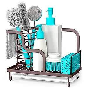FavoThings Kitchen Sink Caddy Sponge Holder Dish Brush Holder SUS304 Stainless Steel for Home Kitchen