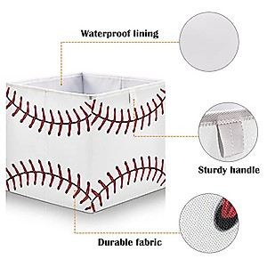 Softball Baseball Storage Basket Storage Bin Square Collapsible Laundry Baskets Large Toy Chest Organizer for Rooms Playroom Shelves