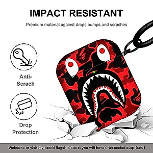 CULIPPA for AirPods 2 Case Cover Shark Mouth Camo Style Pattern Design for Airpods 2nd Generation Silicone Protective Case Shockproof for Women Girls with Keychain for Apple Airpods 2/1 Charging Case
