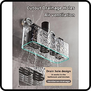 Generic Androf Acrylic Transparent Shower Storage,Raidley Easymount Bathroom Storage Shelf - No Drilling Required,Suction Cup Wall Mounted Style Glacier Pattern Suction Cup Shelf (Transparent,Small)