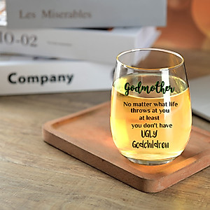 JERIO Gifts for Godmother,Godmother Gifts from Godson Godgaughter 15oz Wine Glass- Godmother Christmas,Mother's Gift for Godmother