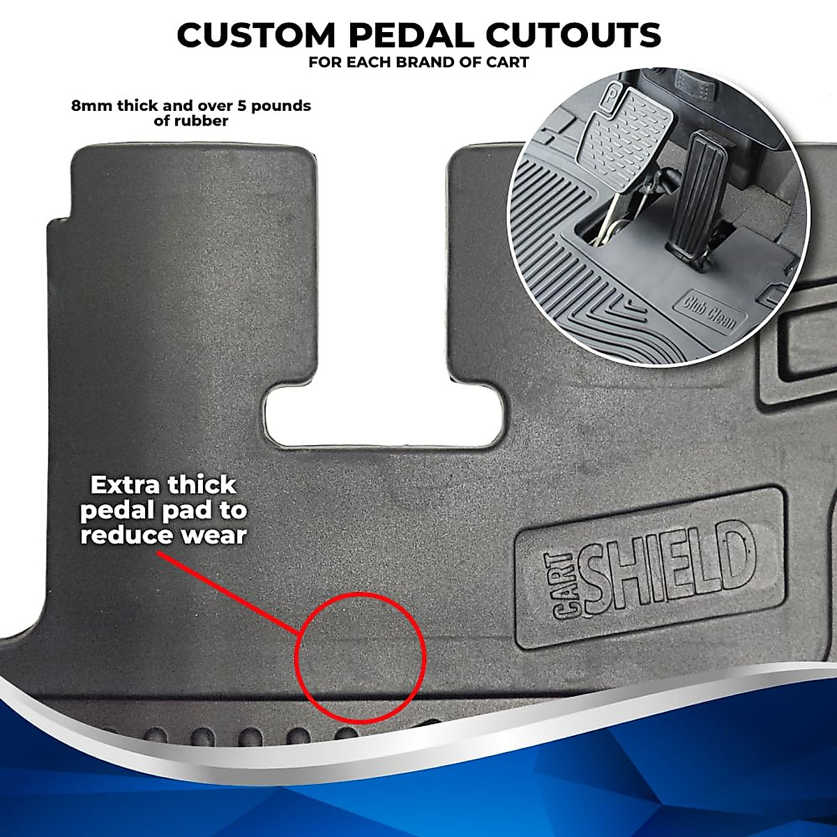 Club Clean Shield Family Golf Cart Floor Mat - Fits Precedent Model- New and Improved - Only Golf car Mat to Meet 6 ASTM Standards- Industry Standard Golf Cart Mat- Golf Car Mat 8mm Thick - Patented