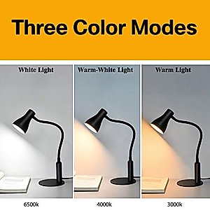 CeSunlight LED Desk Lamp, 3 Lighting Modes and 6 Brightness Levels, 10W Flexible Gooseneck Table Lamp for Living Room and Study, Remote Control with Timing Function, AC Adapter Included (Black)