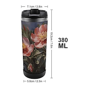 GHENBLT Spring Flower Coffee Travel Mug 12 Oz Coffee Mug Tumbler Coffee Tumbler Travel Coffee Mug Stainless Steel Water Bottles Insulated Water Bottle Travel Mug Travel Coffee Tumbler