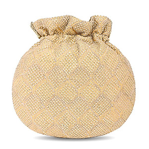 Aheli Rose Gold Potli Bags for Women Evening Bag Clutch Ethnic Bride Purse with Drawstring(P28C)