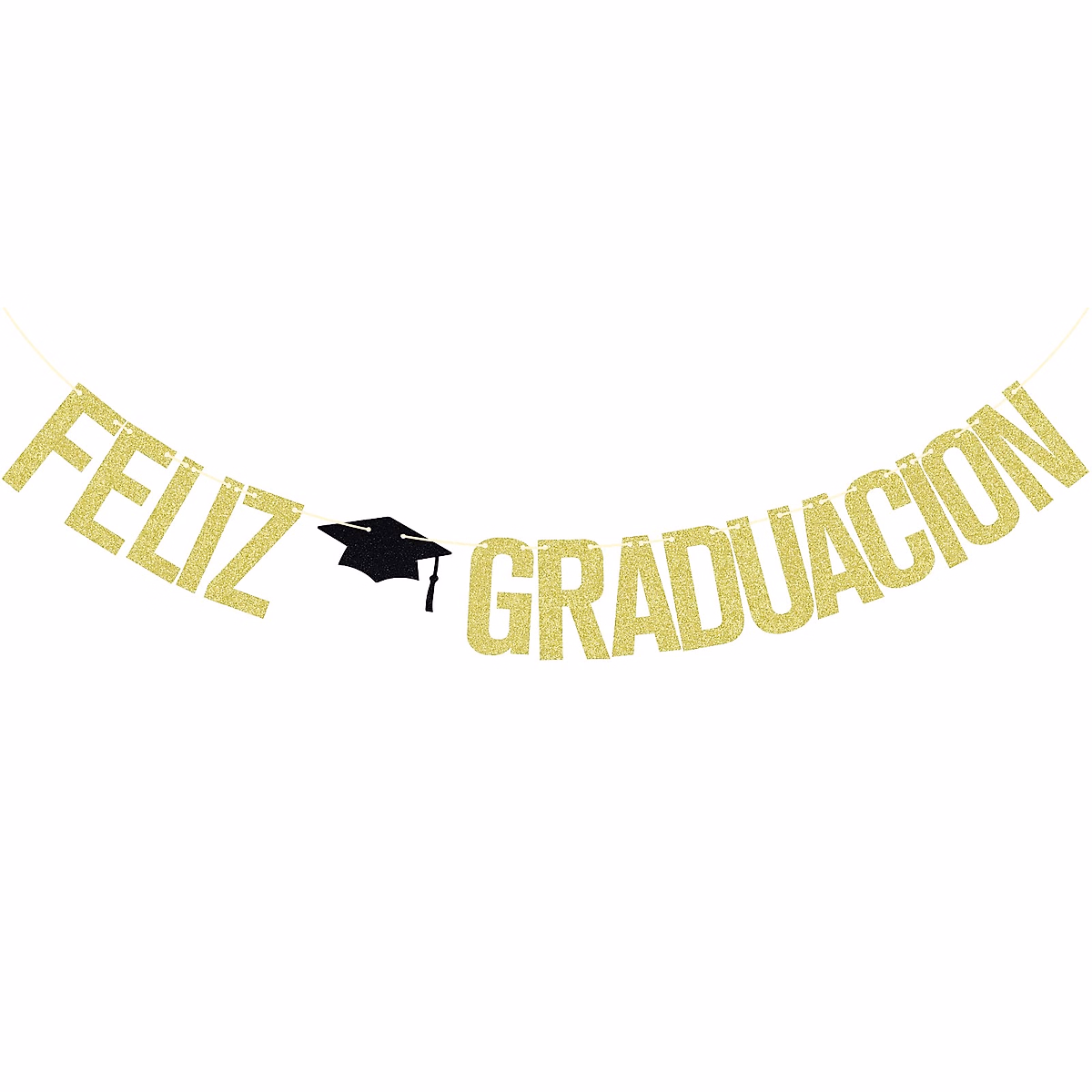 Feliz Graduacion Banner, Spanish 2025 Graduation Banner, 2025 Congrats Grad Banner, Class of 2025 Graduation Party Decorations Gold Glitter