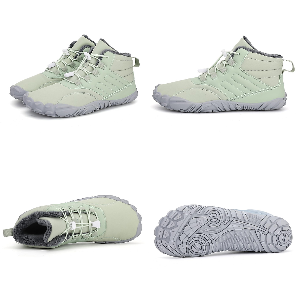 Dinint Barefoot Shoes Men Women Wide Toe Box Winter Cross Trainer Minimalist Zero Drop Sole Cotton Boots Sneakers Light Green