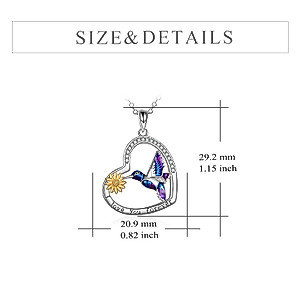 YFN Hummingbird Necklace with Sunflower Sterling Silver Jewelry Engraved I Love You Forever Hummingbird Gifts for Women