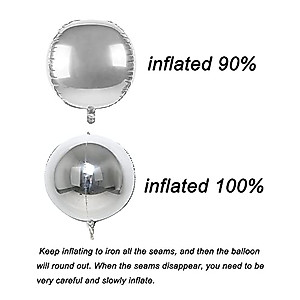 AULE Silver Orbz Balloon Decorations - Pack of 6, Jumbo 22 Inch 4D Metallic Silver Balloons, Large Foil Sphere Balloons, Big Round Mylar Balloons