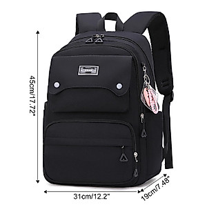 JiaYou Teen Girls Casual Backpack High Middle School Daypack Women Daily Travel Laptop Bag (1# Black, 26 Liters)
