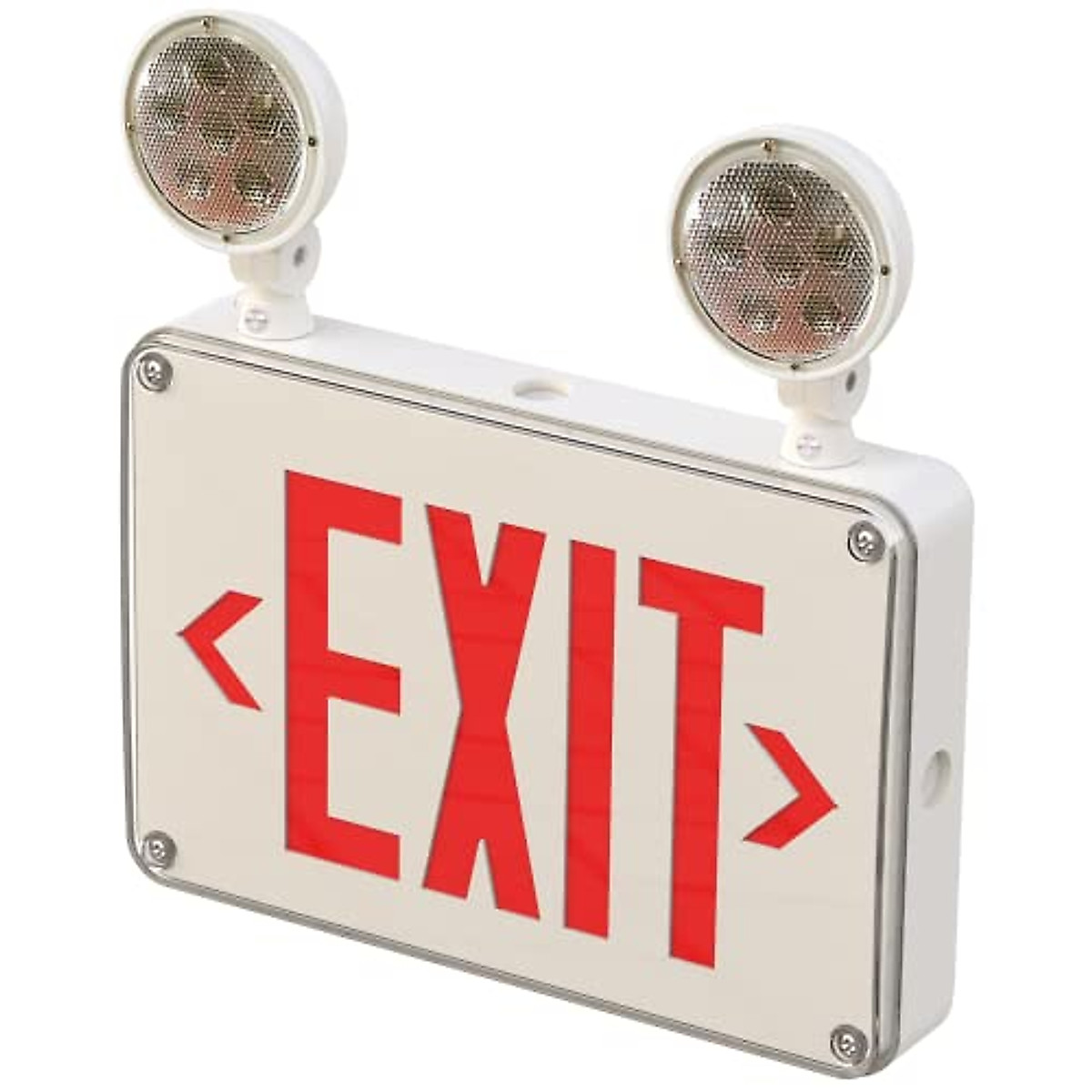 Garrini LED Emergency Light，Red Letter, Dual Rotational LED Emergency Combo with Backup Battery, Commercial Grade, Fire Resistant，Suitable for Wet Location Waterproof WCU