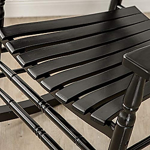 BplusZ KD-22B Black Wood Rocking Chairs Adult Patio Carved Vintage Outdoor Indoor