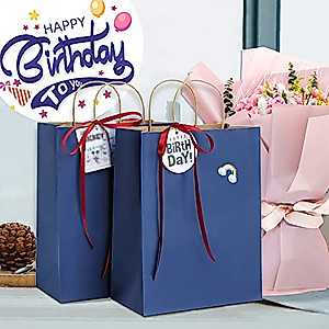BagDream Navy Blue Gift Bags 8x4.25x10.5 25Pcs Paper Bags, Paper Gift Bags with Handles, Paper Shopping Bags Kraft Bags Party Favor Bags Retail Merchandise Bags Sacks