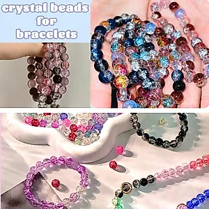 700pcs Crack Glass Beads for Jewelry Making -AIXPROBEAD 8MM Beads Bracelet Making Kit with Crystals, Charms, and Friendship Bracelet Beads - Jewelry Making Supplies for Adults and Girls