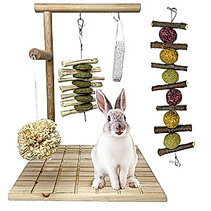 kathson Bunny Chew Toys for Teeth Grinding, Rabbit Wooden Scratch Board Feet Pad Platform Small Animals Play Toy for Guinea Pigs Chinchilla Hamsters Other Rodent Pets