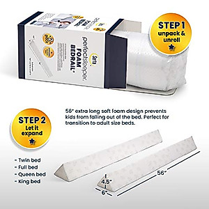Serta Perfect Sleeper Extra Long Foam Bedrail - Guardrail for Toddlers & Kids with Water-Resistant, Non-Slip & Machine Washable Cover - 2pk, White