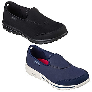 Skechers Women's GO Walk CLASSIC-10 Year Anniversary Sneaker, Black, 8 Wide