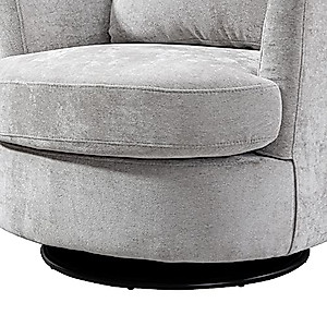 Swivel Accent Chairs Living Room Modern Comfy Round Arm Chairs Upholstered Barrel Swivel Chairs Sillas De Sala Circle Club Chair Cozy Chairs for Small Spaces Bedroom (Grey Chenille, Set of 1)