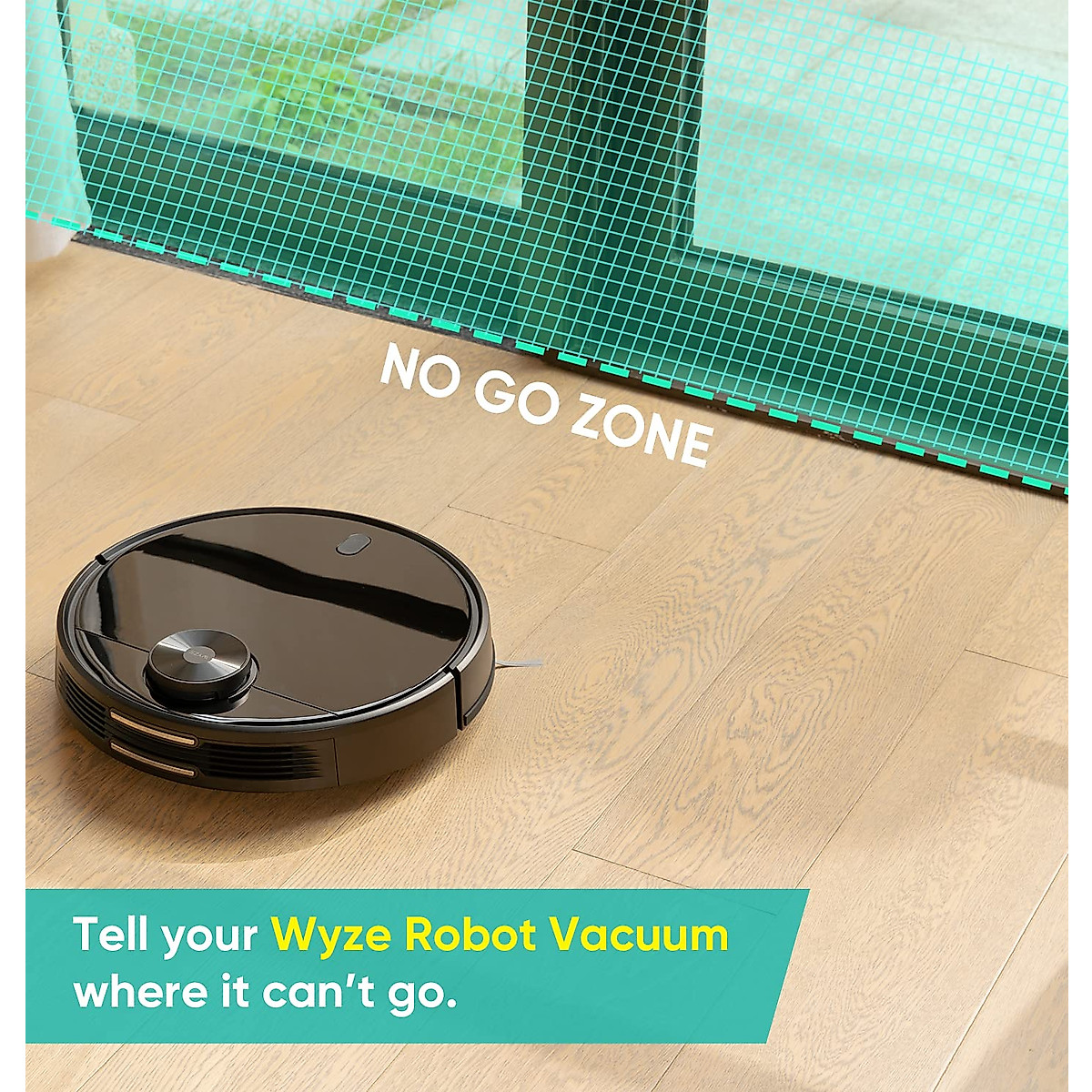 WYZE Lidar Mapping Robot Vacuum, Avoids Obstacles, Wi-Fi Connected, 110min Runtime, Works with Alexa, Multi-Surface Cleaning, Black