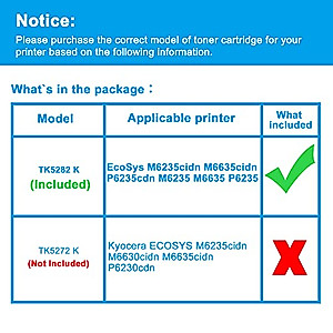 LCL Compatible Toner Cartridge Replacement for Kyocera TK5282 TK5282K TK-5282 TK-5282K 1T02TW0US0 M6235cidn M6635cidn P6235cdn M6235 M6635 P6235 (1-Pack Black)