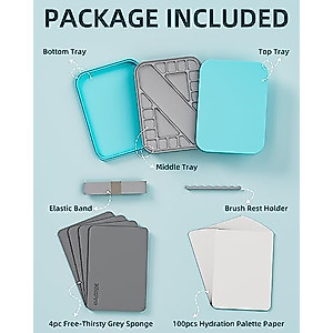Nicpro Stay Wet Palette for Acrylic Miniature Painting Kit, Paint Tray Palettes with 100PCS Pallet Paper, 4PCS Sponge, Brush Holder Paint Mixing Storage for Warhammer 40K Model Paint, DIY Craft Class