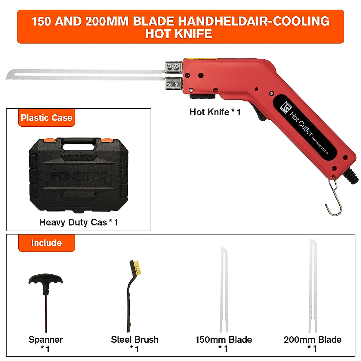 RONGTER Foam Cutter Pro Electric Hot Knife(200W) - Foam Cutter Electric Styrofoam Cutting Tool with Blades & Accessories for Engraving and DIY Handmade