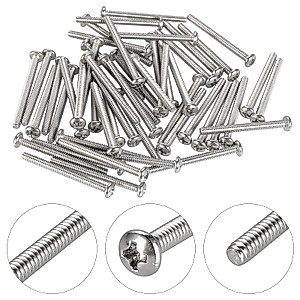 HanTof 50Pcs Extra Long Outlet Screws,Electrical Switch and Receptacles Device Mounting Screws,Wall Plate Screws,6-32 x 1-1/2 Inches Phillips Pan Head Machine Screws,18-8 (304) Stainless Steel