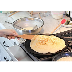 The ORIGINAL Crepe Spreader and Spatula Kit - 2 Piece Set (5” Spreader and 14” Spatula) Convenient Size to Fit Medium Crepe Pan Maker | All Natural Beechwood Construction only From Indigo True Company
