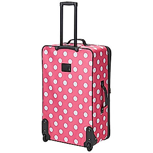 Rockland Polka Softside Upright Luggage Set, Expandable, Lightweight, Pink Dots, 4-Piece (14/19/24/28)