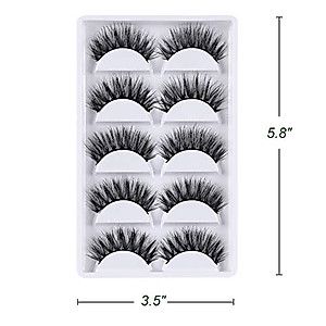3D False Eyelashes, 3D Faux Mink Fake Eyelashes Handmade Dramatic Thick Crossed Cluster False Eyelashes Black Nature Fluffy Long Soft Reusable,Style 1 (5 Pairs)