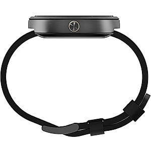 Motorola Moto 360 Timepiece Smart Watch - 1st Gen - Black Leather for Android Smart Phone - with Wall/Car Charger Dock (Renewed)