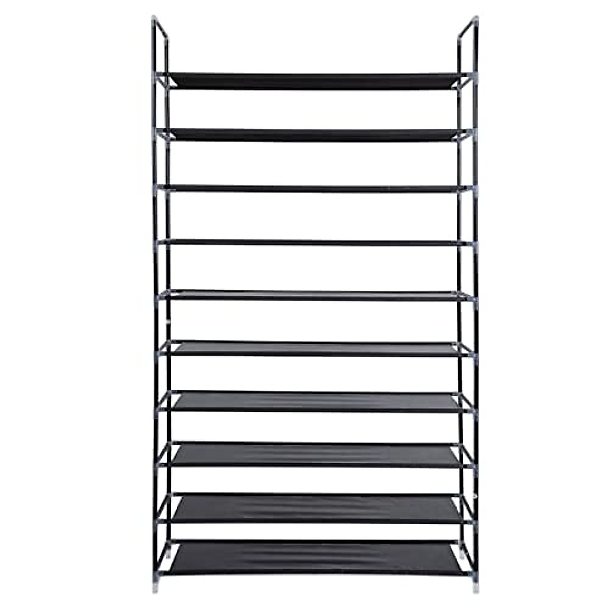 10-Tier Shoe Rack, Shoe Shelf Shoe Storage Organizer, Stackable Shoe Cabinet, Black Shoe Rack Organizer Space Saving Storage Shoe Tower for Entryway Closet, Holds up to 50 Pairs 39.37x11x70.87 inches