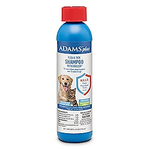 Adams Plus Flea & Tick Shampoo with Precor for Cats, Kittens, Dogs & Puppies Over 12 Weeks Of Age | Sensitive Skin Flea Treatment for Dogs & Cats | Kills Adult Fleas, Flea Eggs, Ticks, and Lice | 6 Oz